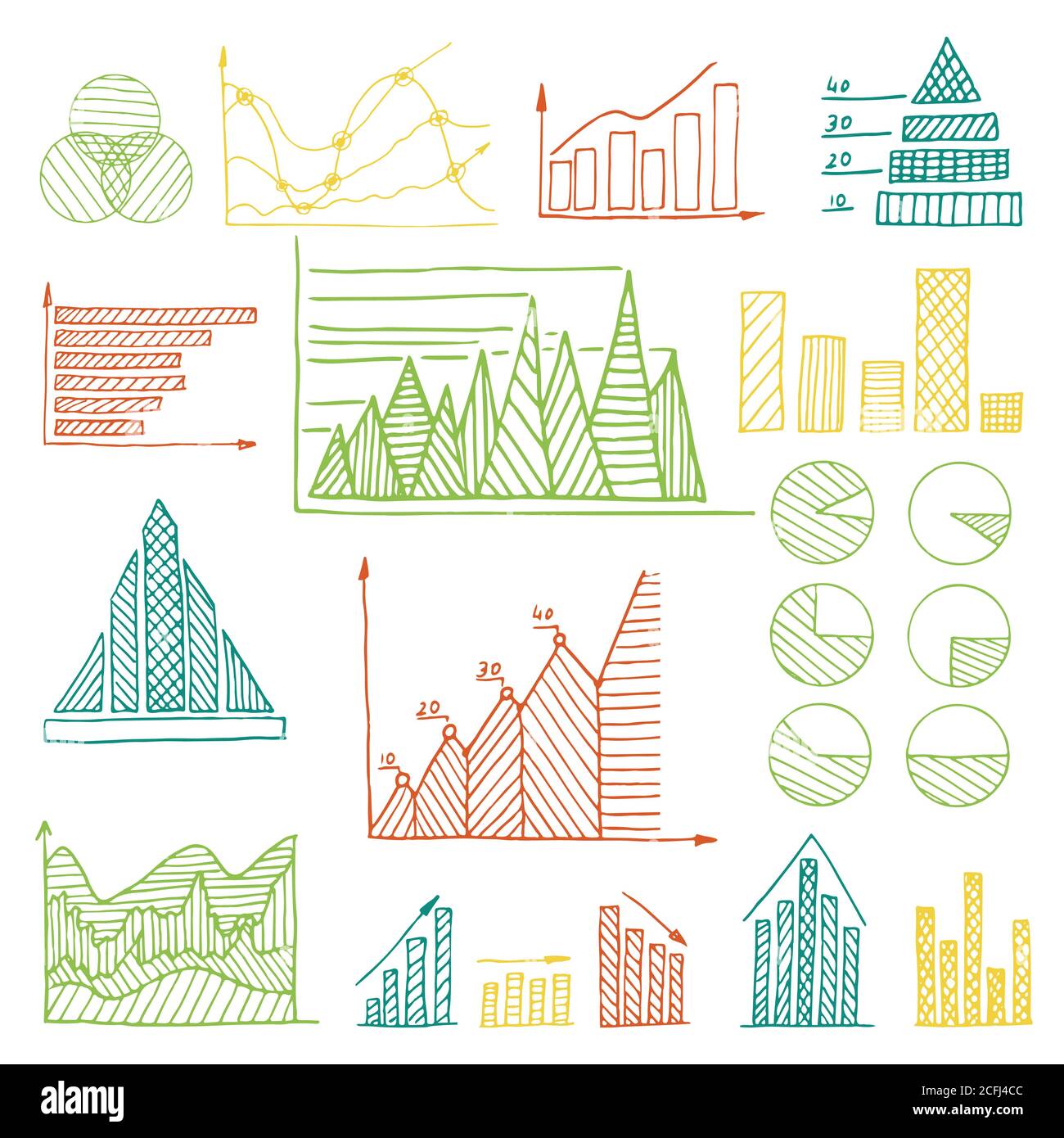 A set of hand drawn Charts Diagram and Graphic For infographic Stock ...