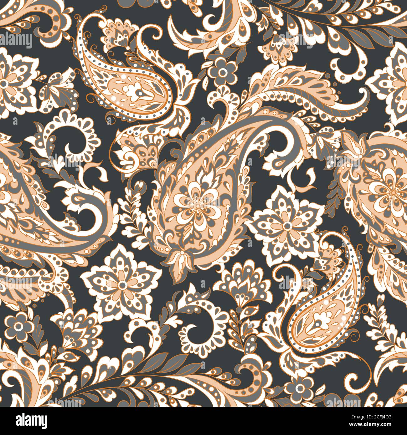 vintage floral seamless patten with paisley ornament Stock Vector Image ...