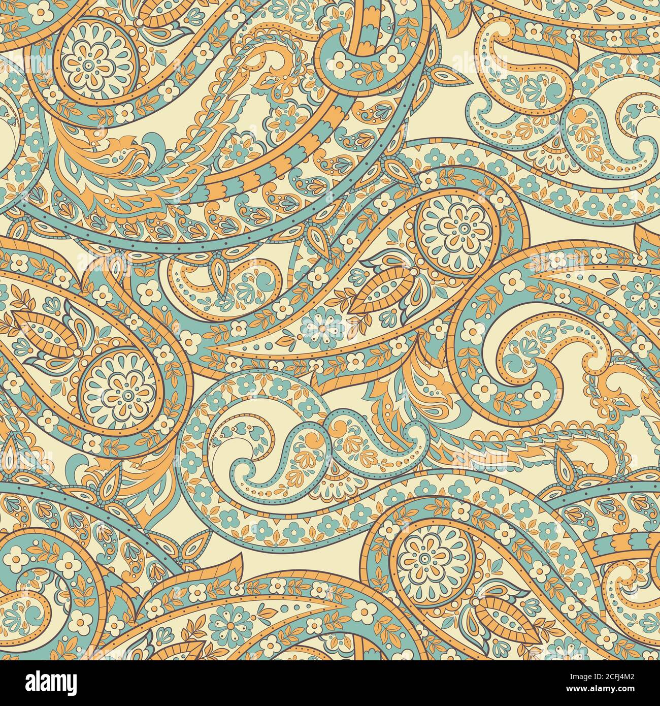 Damask paisley seamless vector pattern. Floral vintage background Stock ...