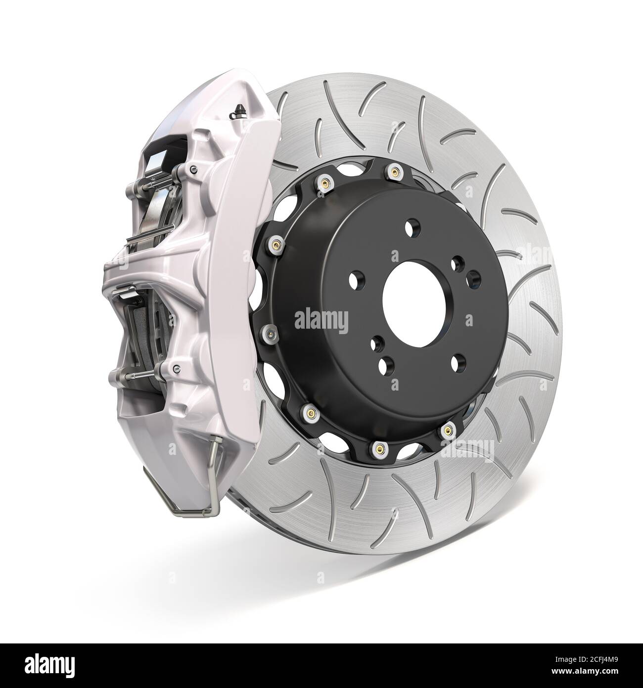 Car brake disk with caliper isolated on white background. Braking ...