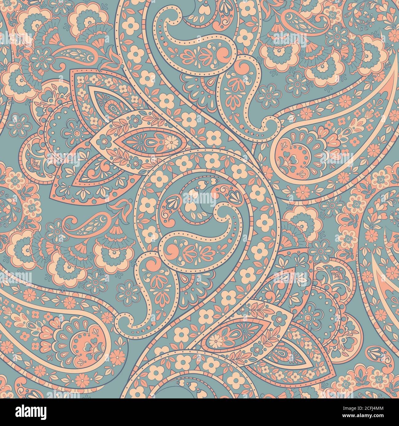 Vintage floral seamless patten with paisley ornament Stock Vector Image ...