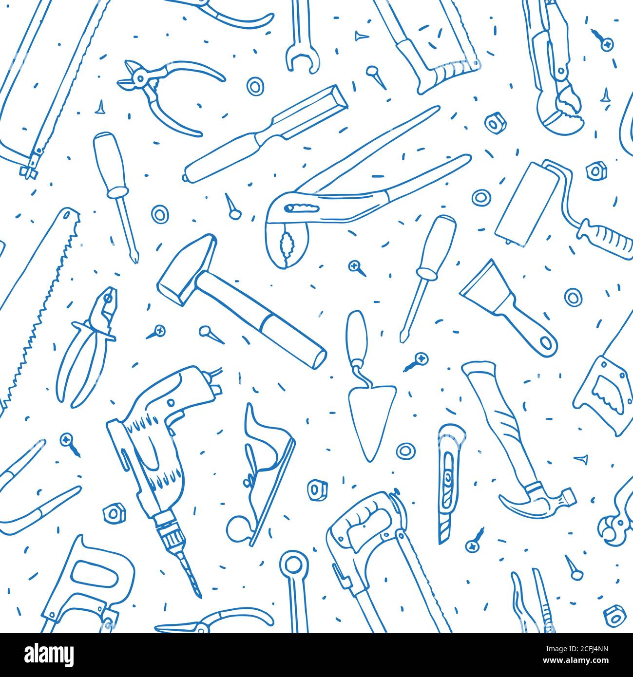 Hand drawn tools seamless vector pattern Stock Vector Image & Art - Alamy