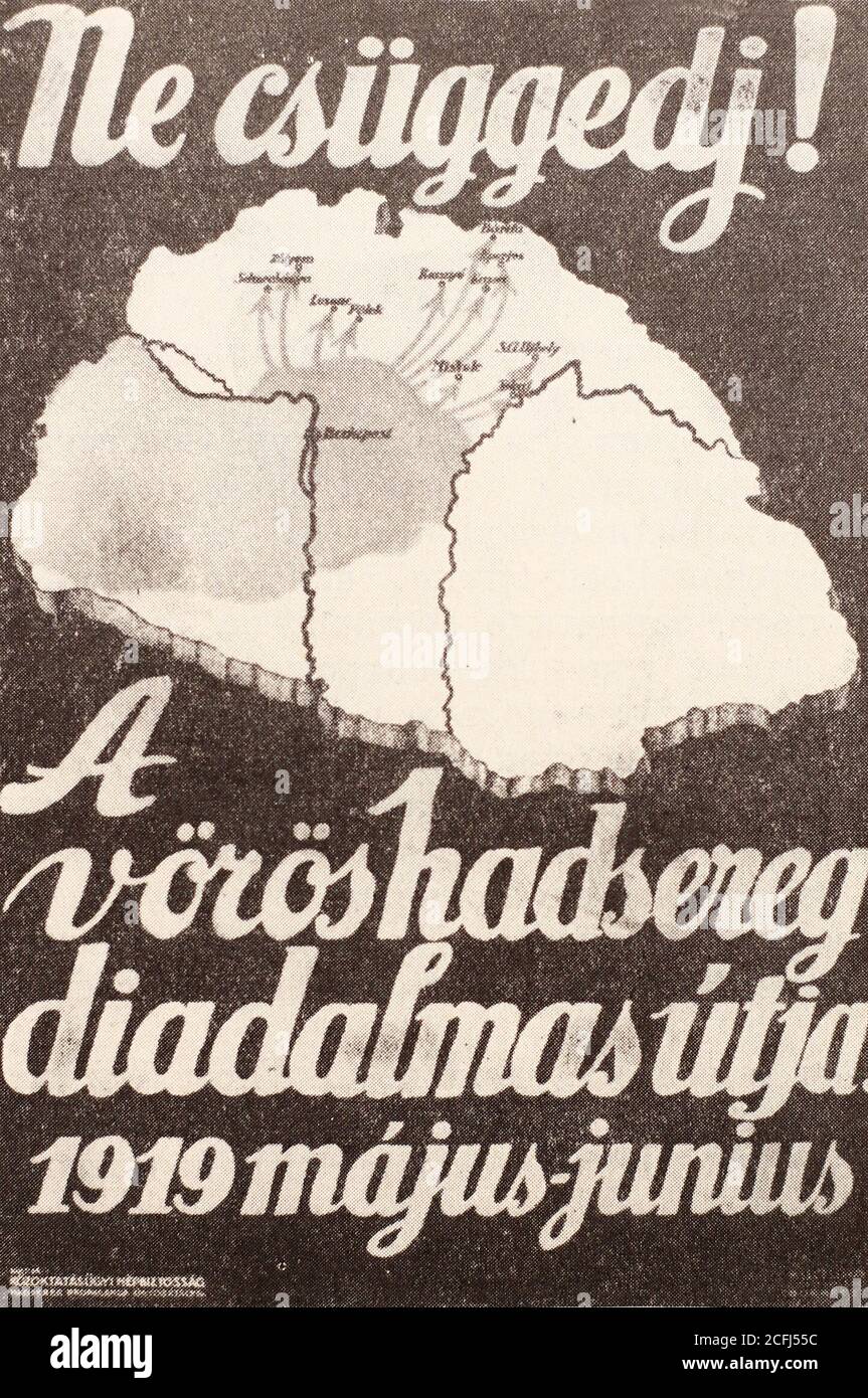Poster "Cheer up!" with a map of the offensive of the Hungarian Red ...