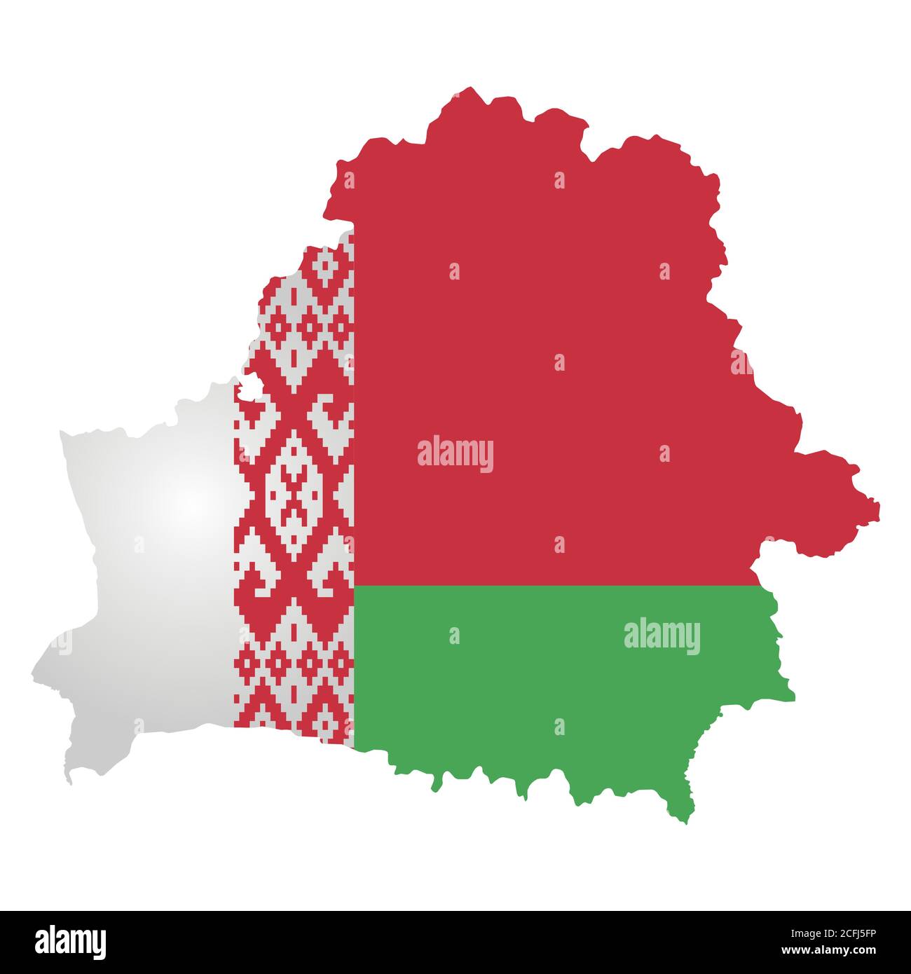 Flag map of the Republic of Belarus overlaid on detailed outline ...