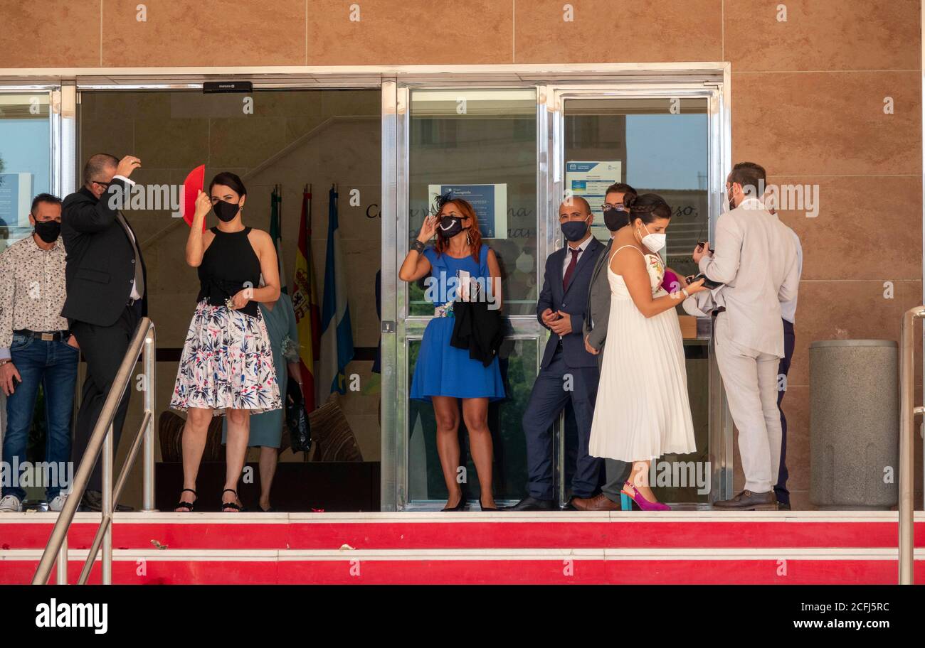 pic shows: masked wedding Spanish style in Fuengirola Saturday where ...