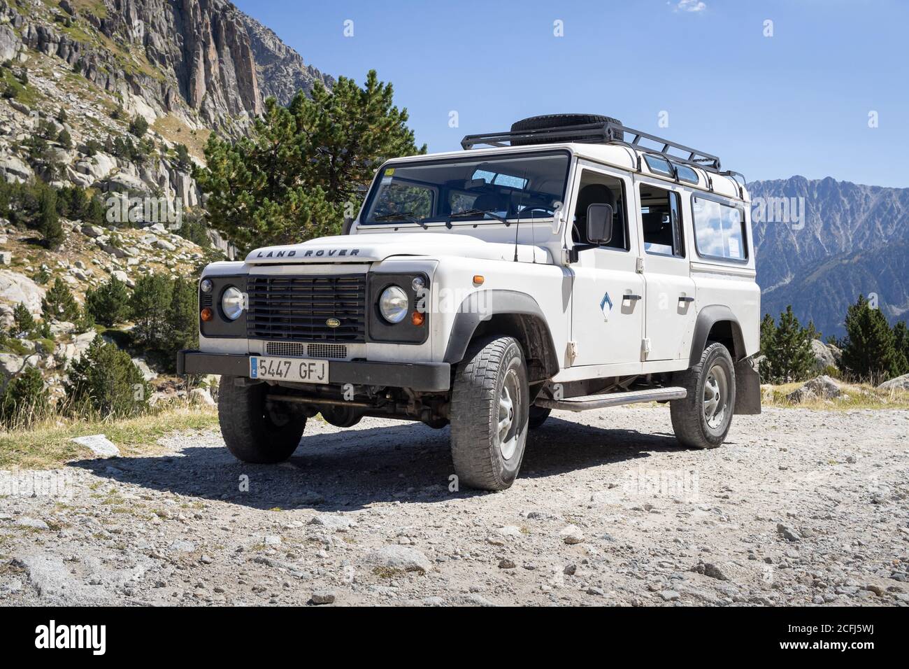 ESPOT, SPAIN-SEPTEMBER 5, 2020: Land Rover Defender 110 Station wagon ...