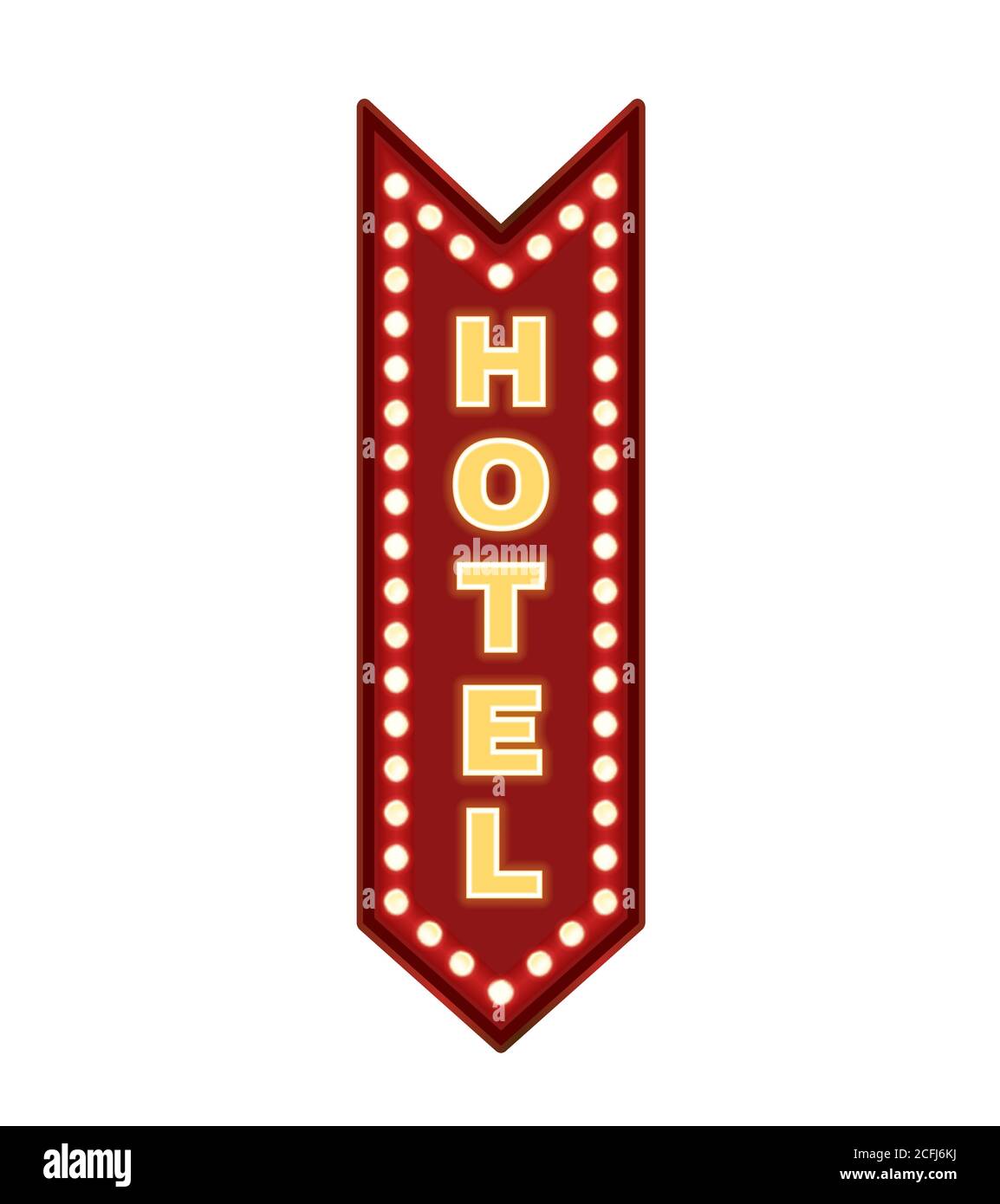 Hotel sign red arrow neon lights. Vector vintage motel wall sign ...