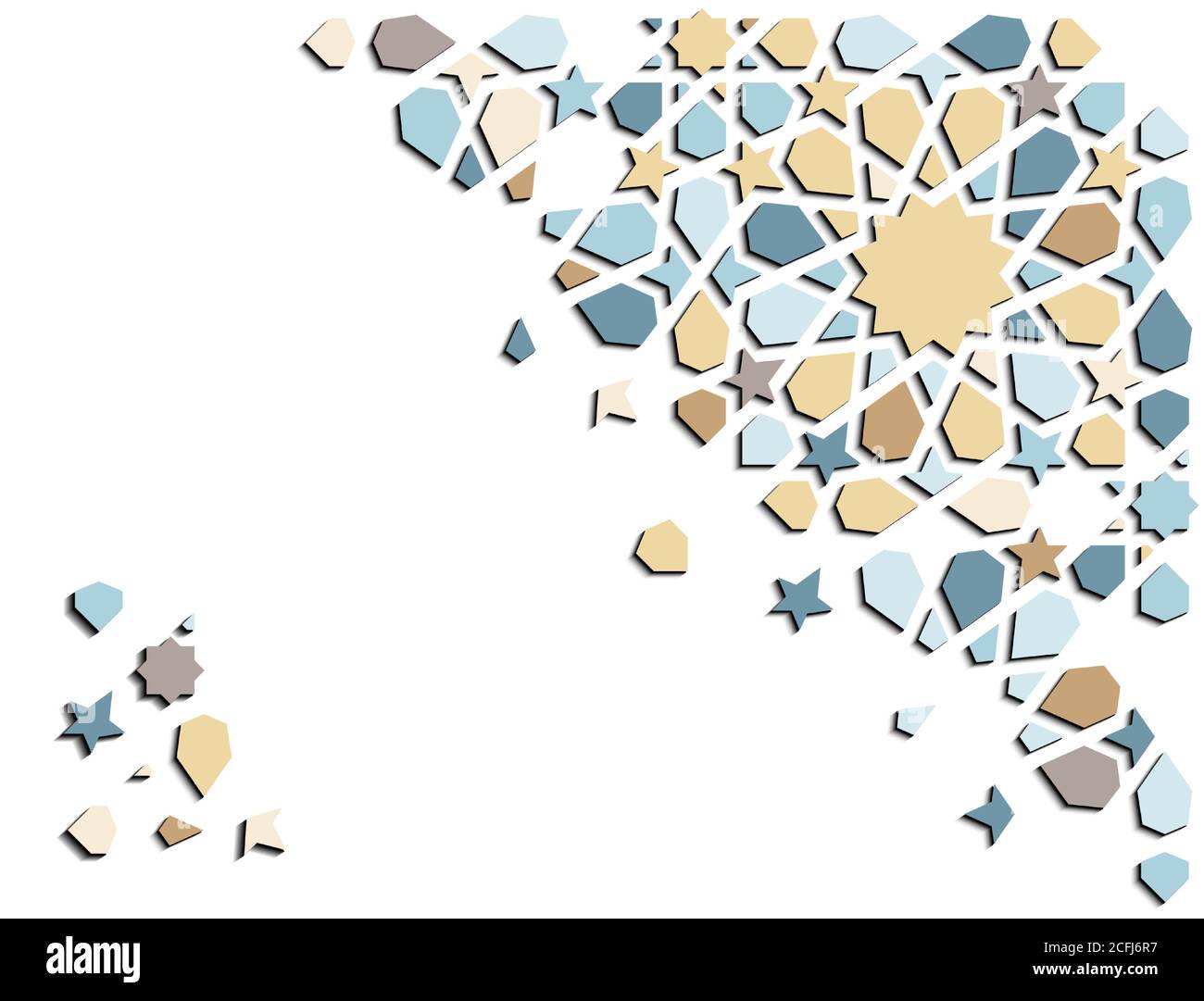 Arabic 3d isometric color geometric corner mosaic vector pattern for ...