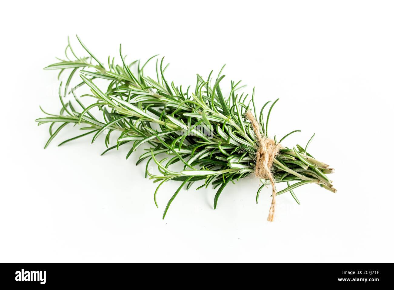 Green bundle of rosemary isolated on a white background. Herbs. Flat ...