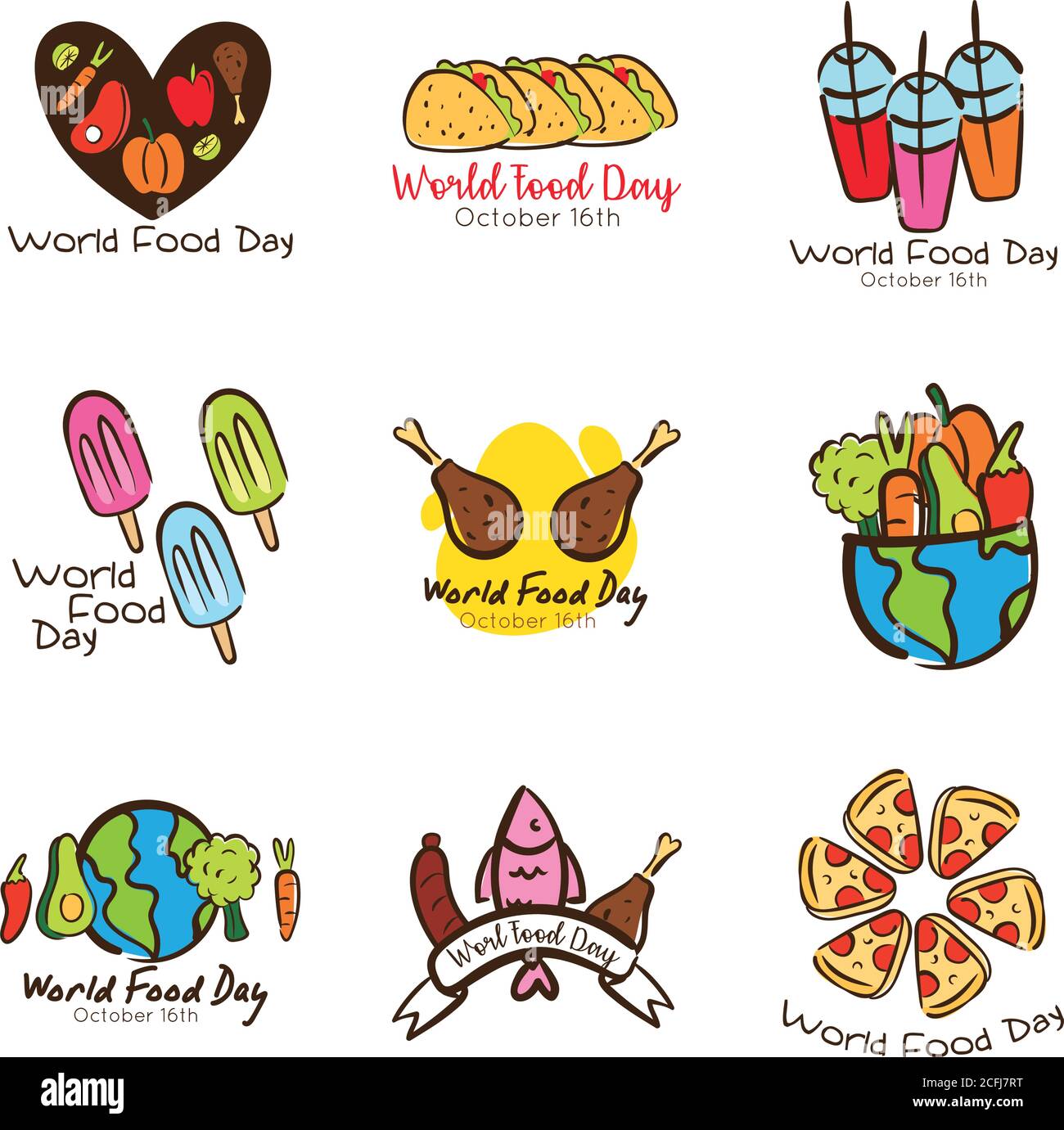 Nine health day set Stock Vector Images - Alamy