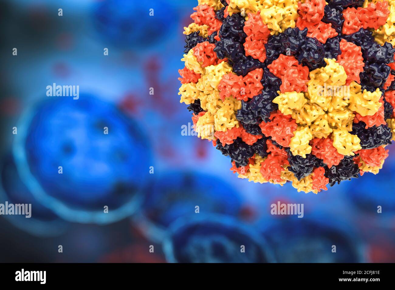 3D rendering of Nodamura Virus, this virus causes severe hind limb ...