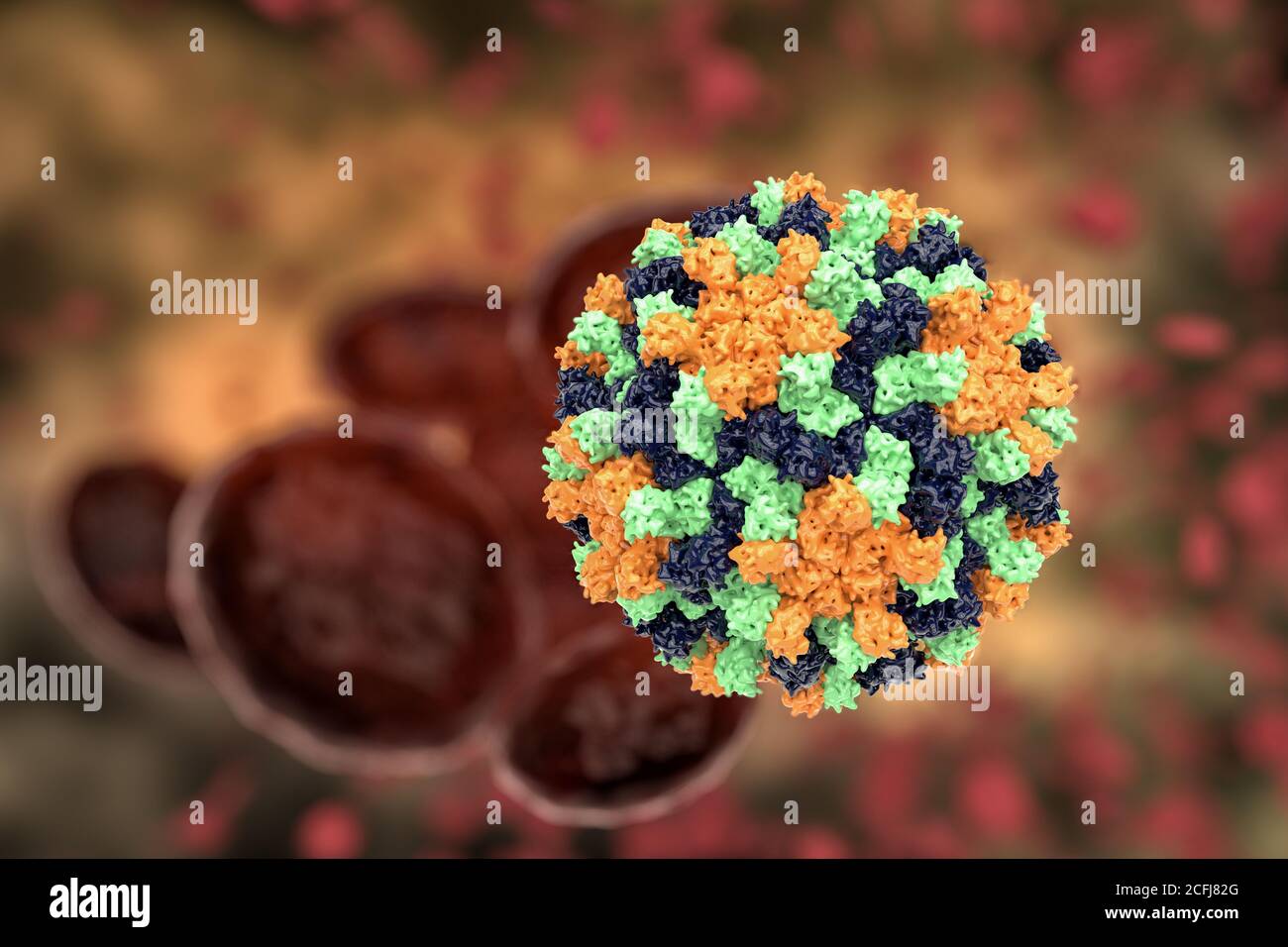 3D rendering of Nodamura Virus, this virus causes severe hind limb ...