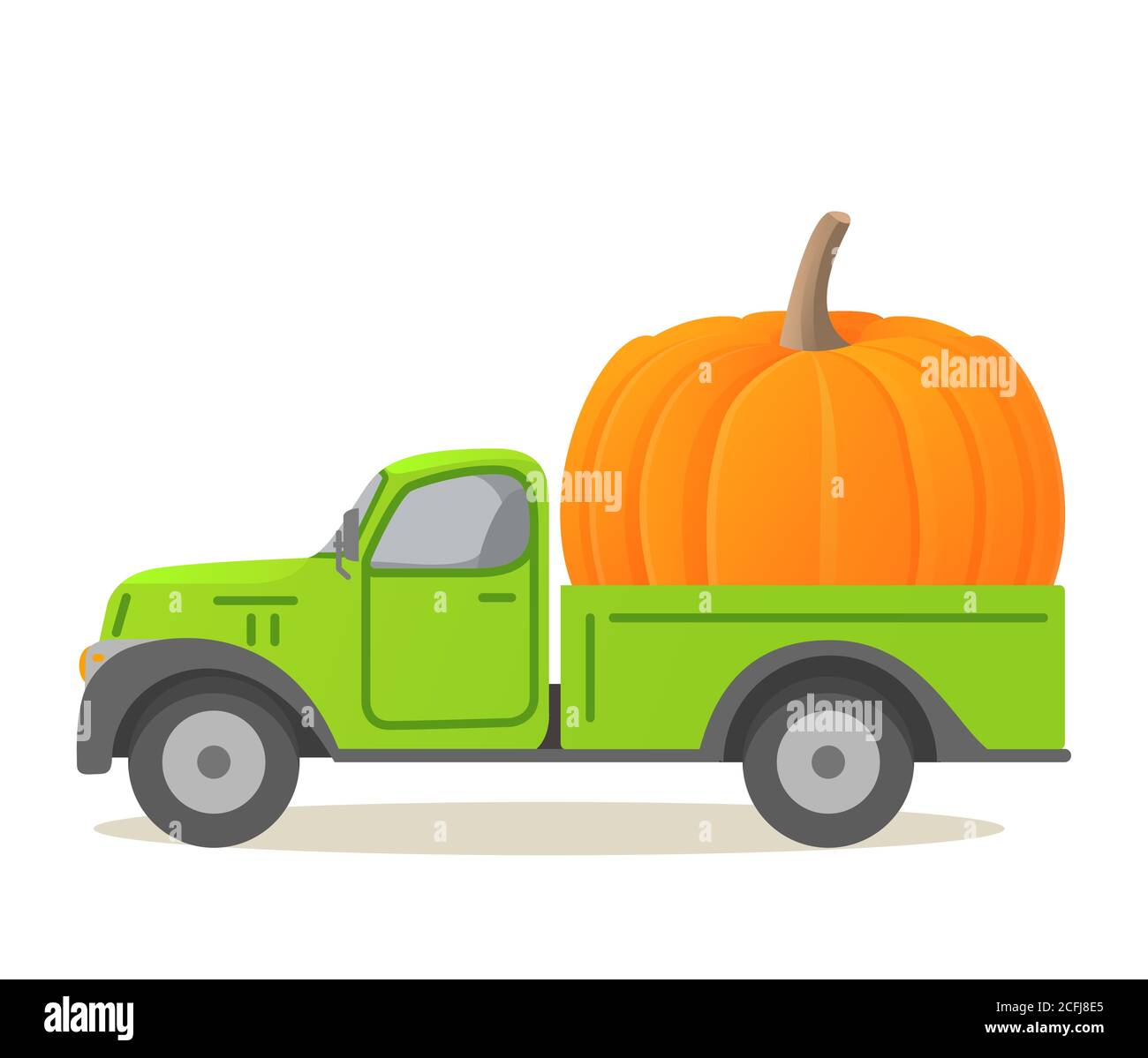 Food delivery truck pumpkin.Autumn vegetables harvest cargo vehicle ...