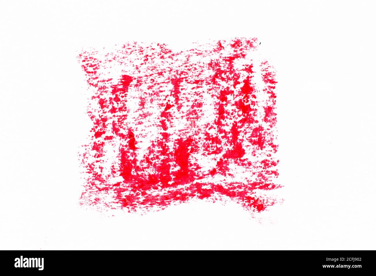 Red color oil pastel drawing in rectangle or square shape on white ...