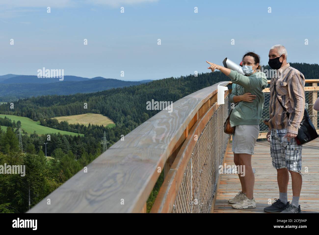 Top view of a wooden walkway in the treetops Stock Photo - Alamy