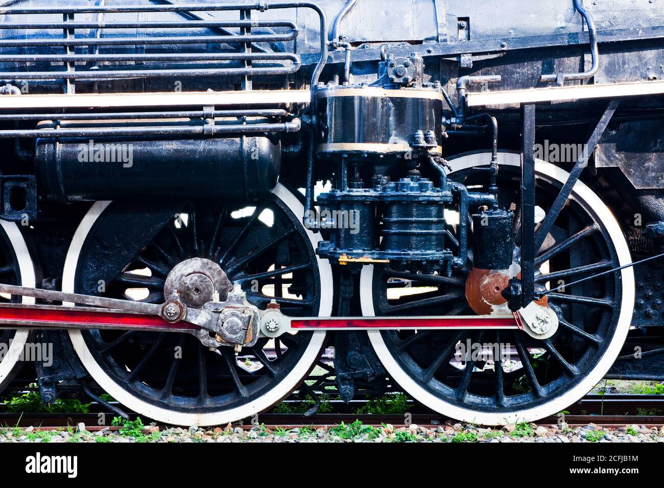 Industrial rail car wheels closeup photo Stock Photo - Alamy