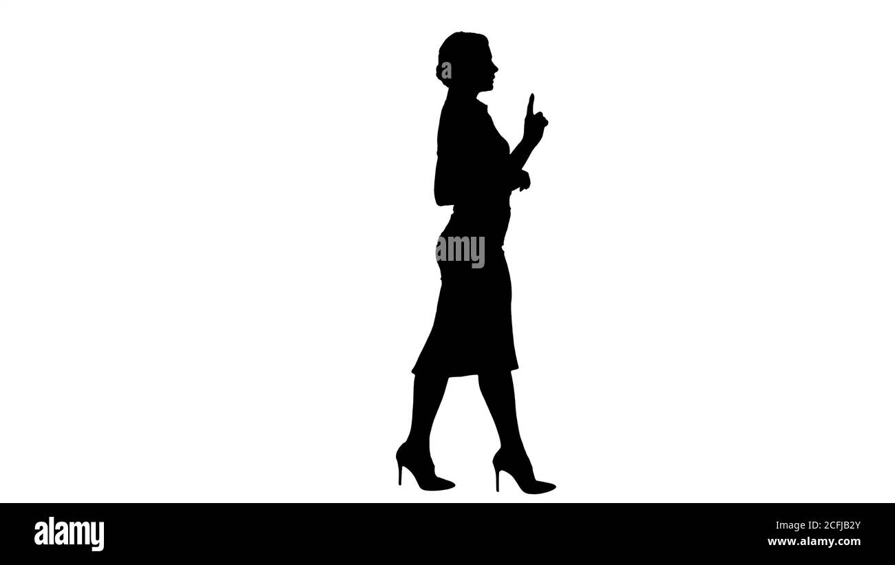 Silhouette Beautiful Woman Talking And Walking Stock Photo - Alamy