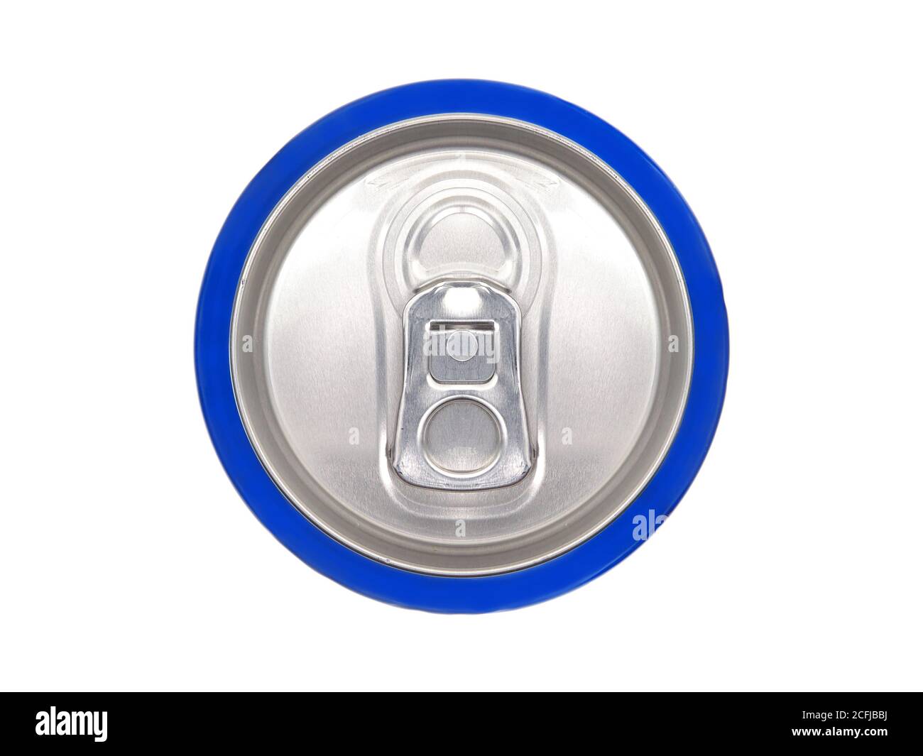 Blue soda can, view from the top, isolated on white Stock Photo - Alamy