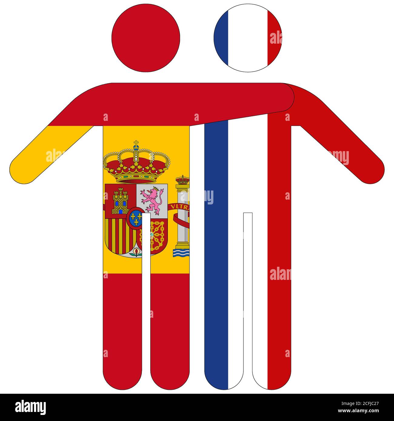 Spain - France / friendship concept on white background Stock Photo - Alamy
