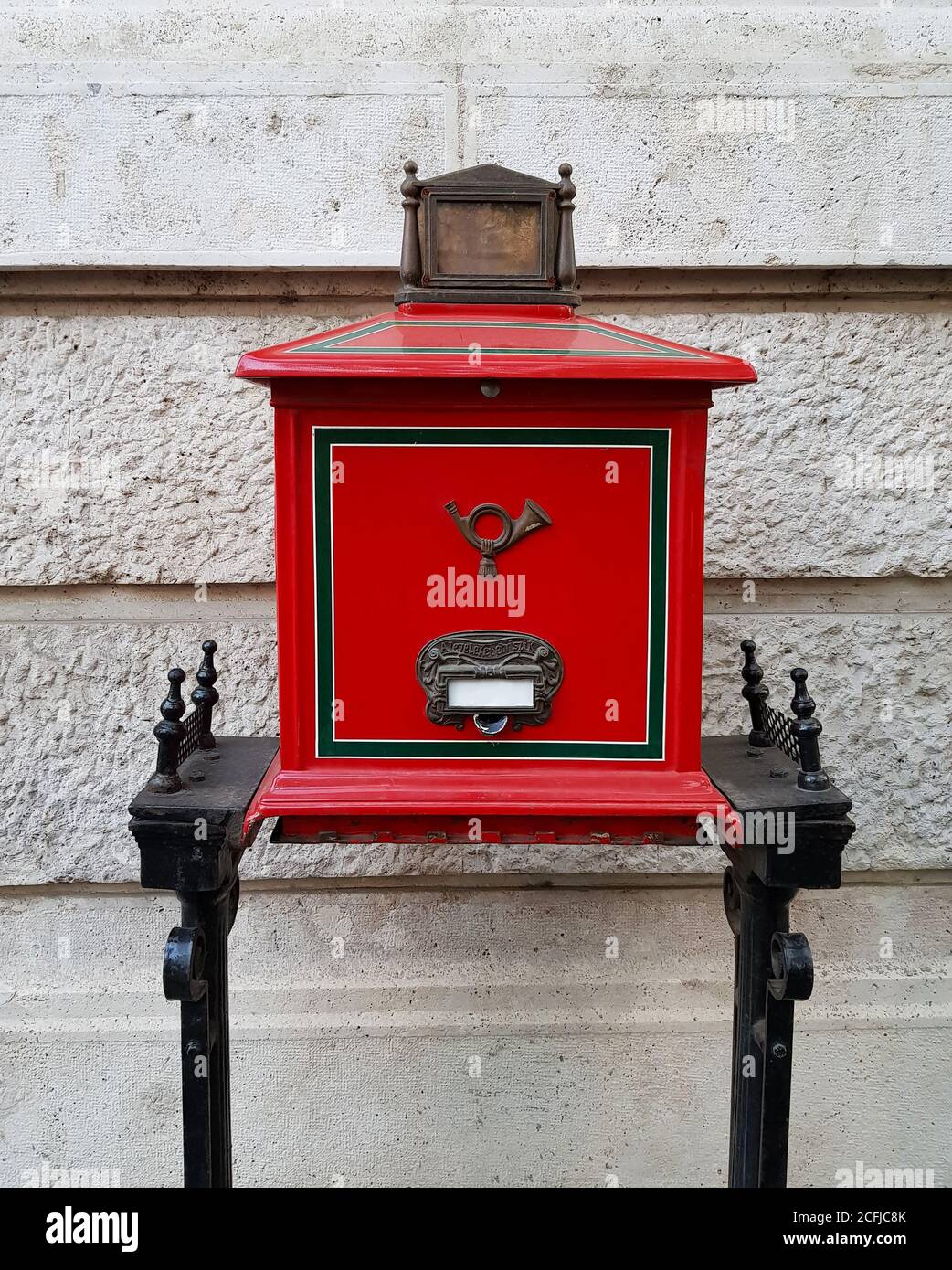 retro red hungarian mailbox on street Stock Photo - Alamy