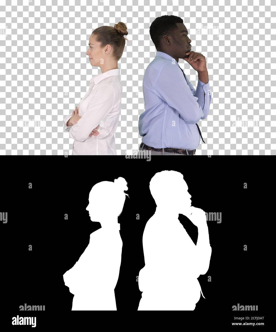Beautiful and handsome guy standing back to back changing poses, Alpha ...