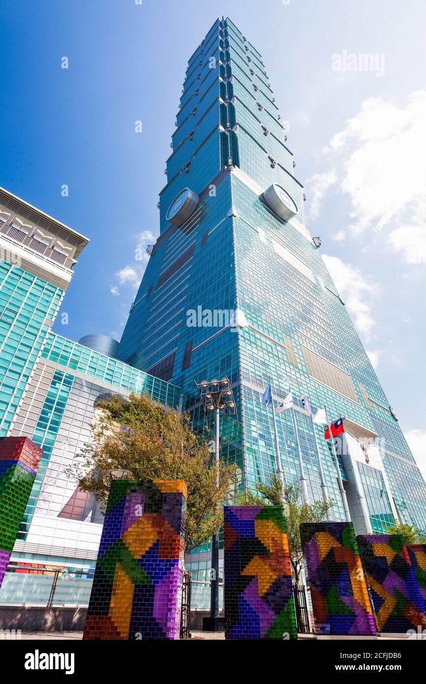 Taipei 101 skyscrapers in Taipei, Taiwan. the Xinyi District is a prime ...