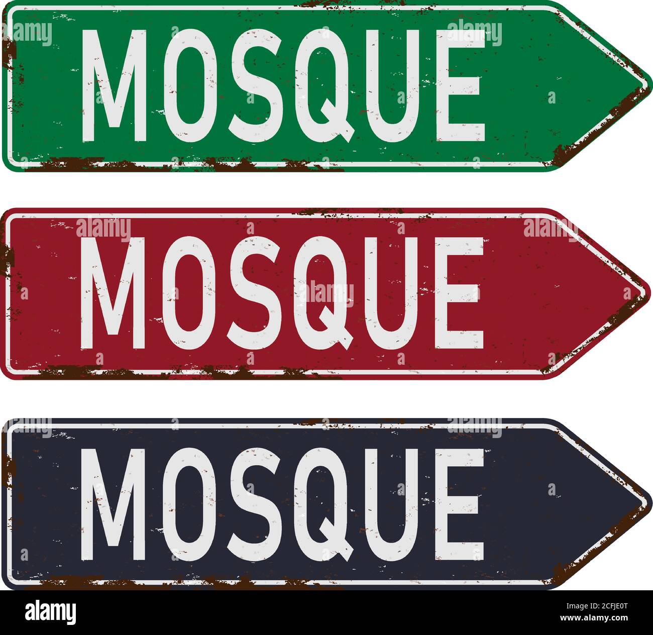 direction sign. Mosque direction sign with green color. Perfect for ...