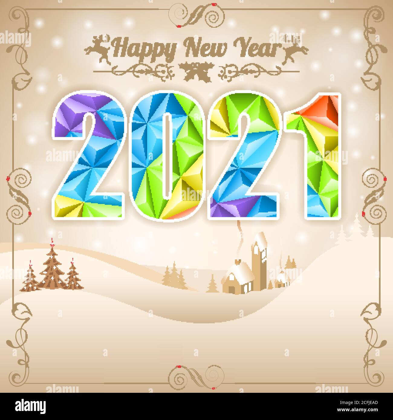Retro Christmas and New Year Frame Stock Vector Image & Art - Alamy