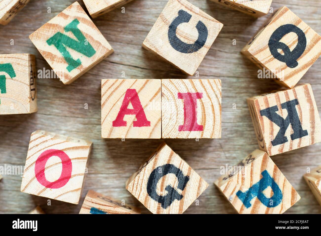 Alphabet letter block in word AI (Abbreviation of artificial ...