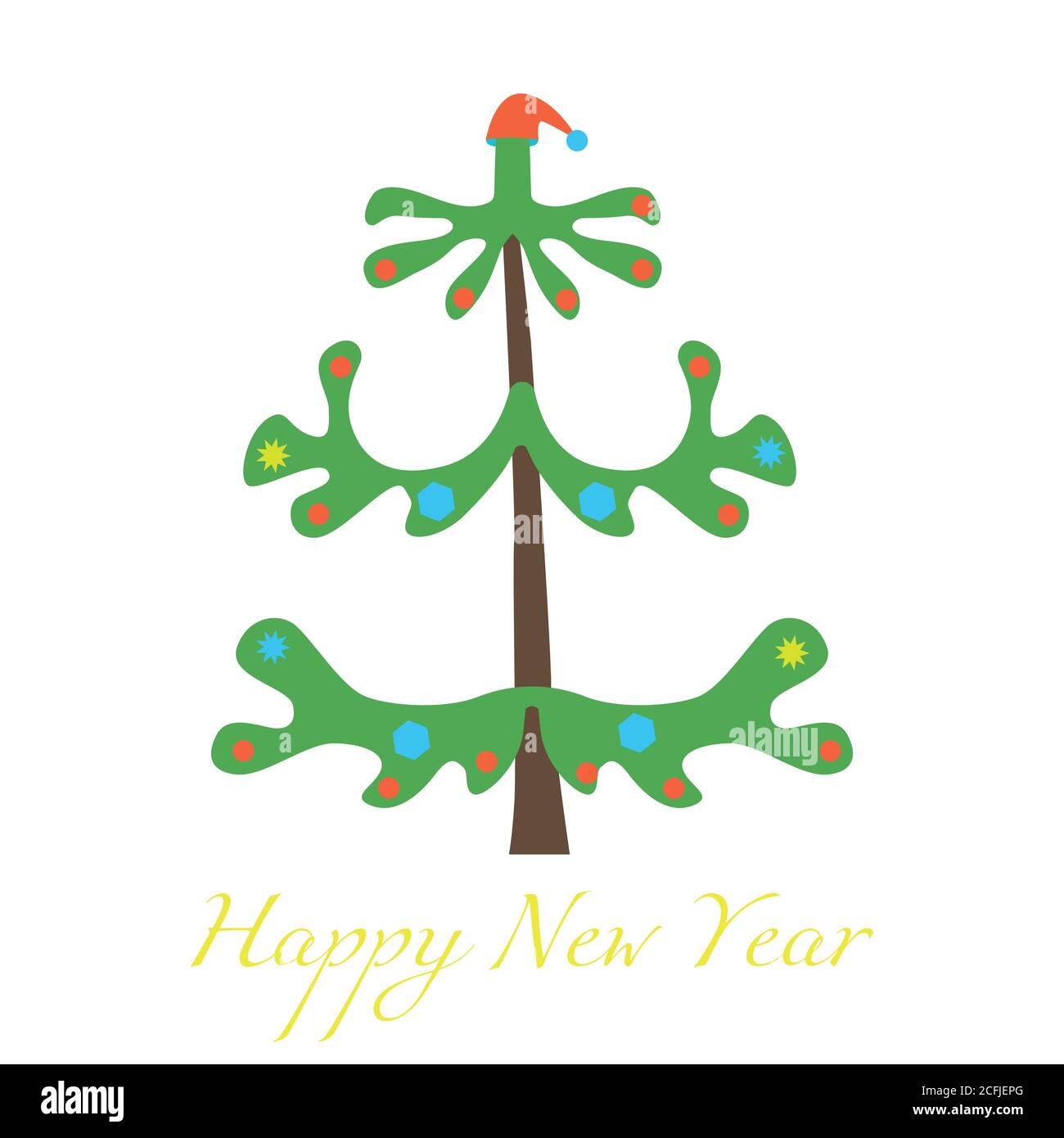 Christmas tree. Decorated Christmas tree. Isolated vector illustrations ...