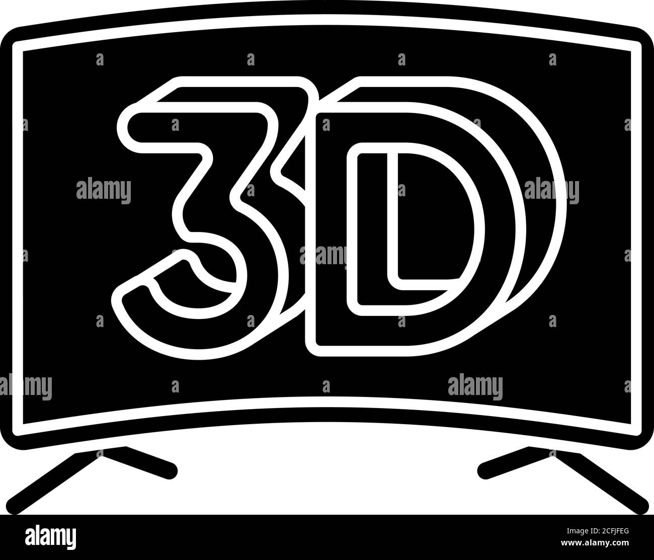 3D television black glyph icon Stock Vector Image & Art - Alamy