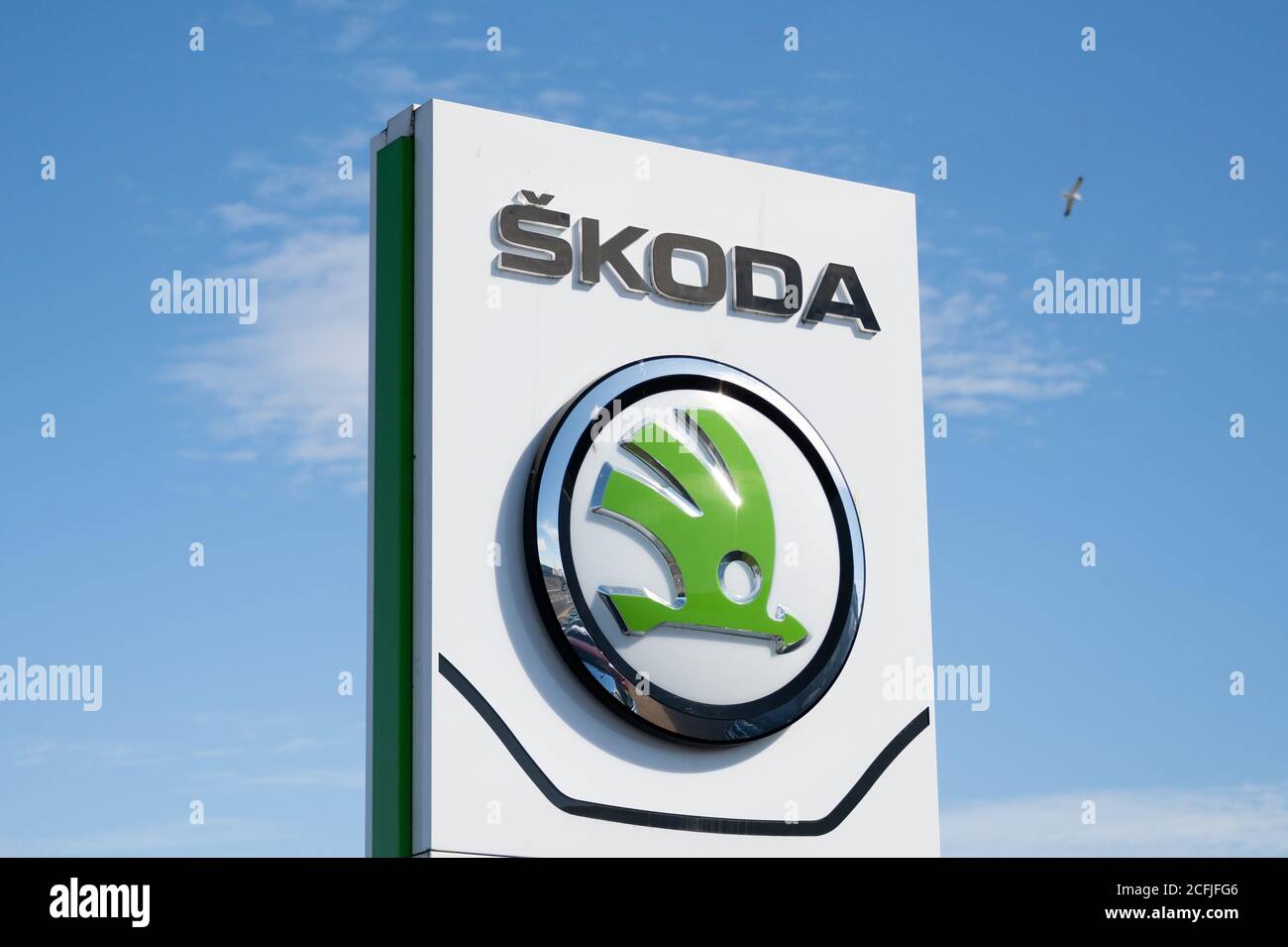 A close-up of a Skoda car garage sign Stock Photo - Alamy