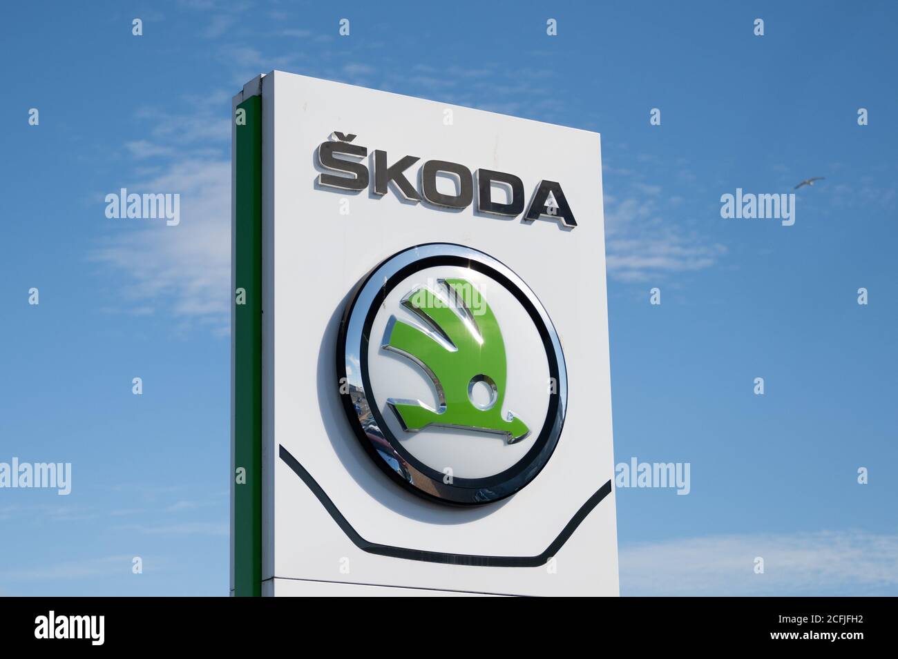 A close-up of a Skoda car garage sign Stock Photo - Alamy