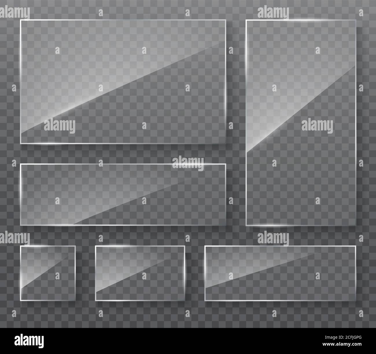 Vector modern transparent glass plates set on sample background. Eps10 ...