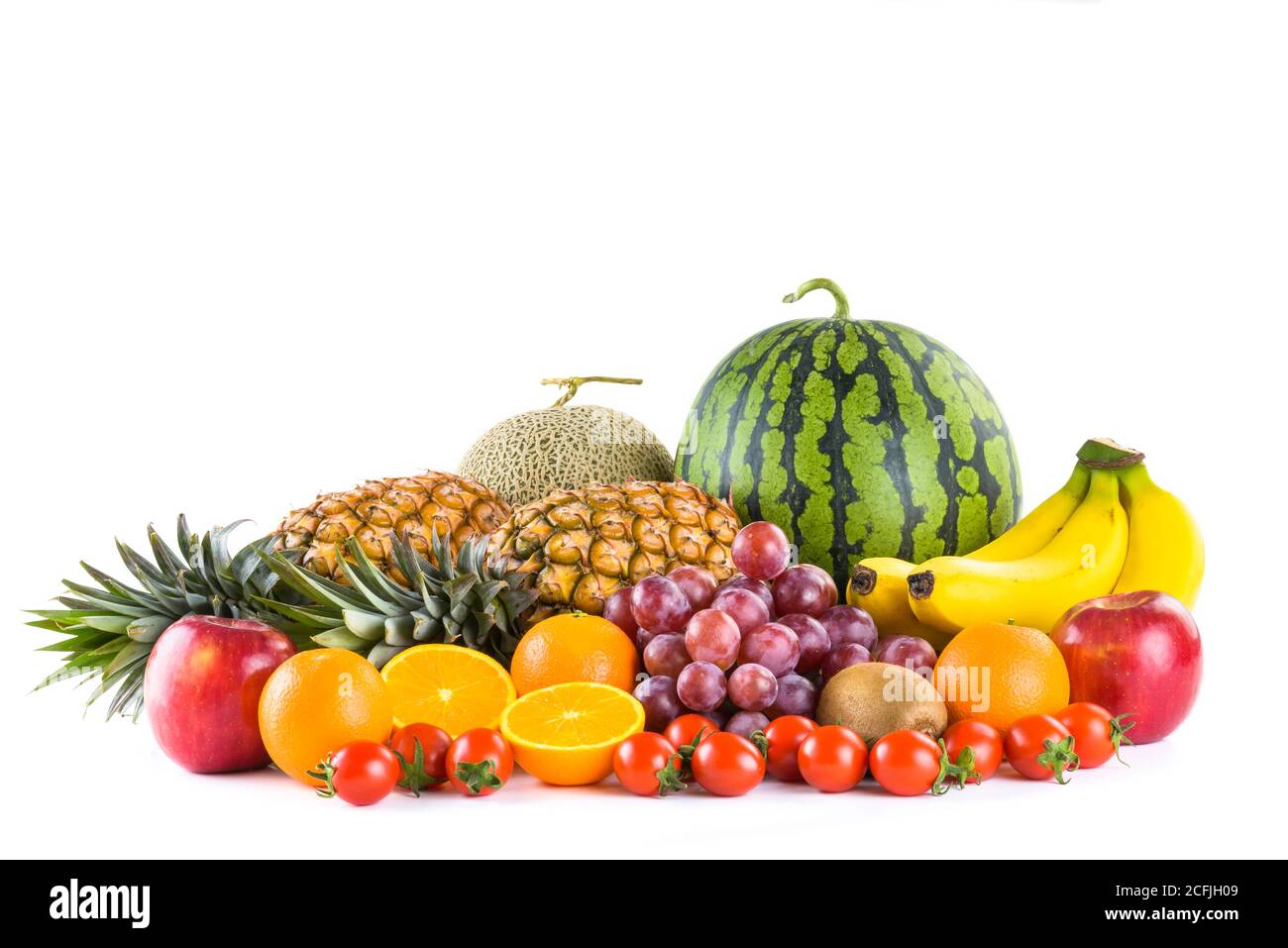 Variety of fresh fruits on white background Stock Photo - Alamy