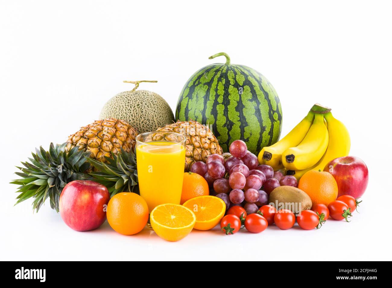 Variety of fresh fruits on white background Stock Photo - Alamy