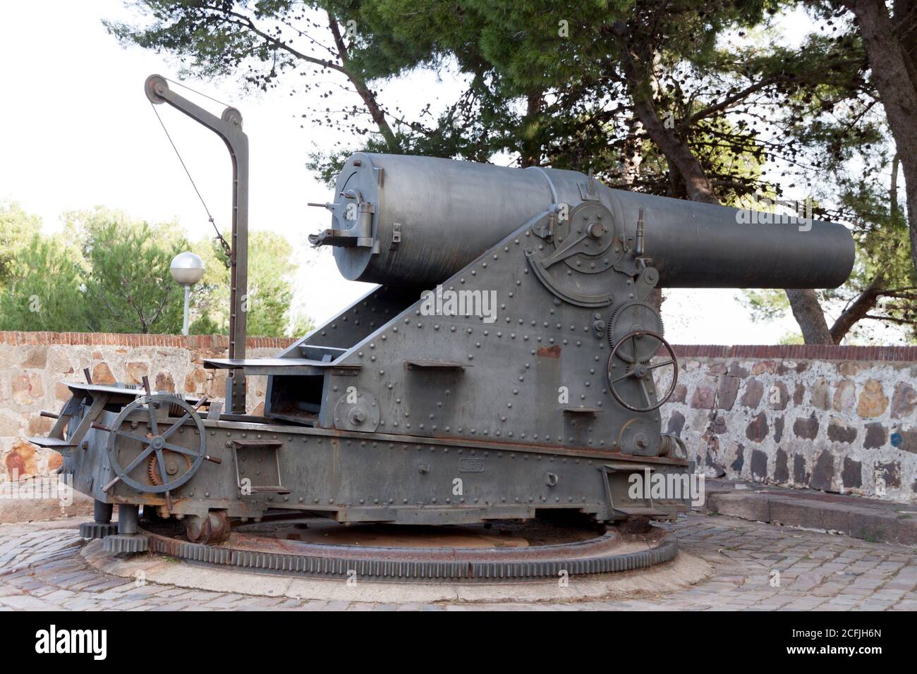 Old canon from an old military fortress called Montjuic Castle in ...