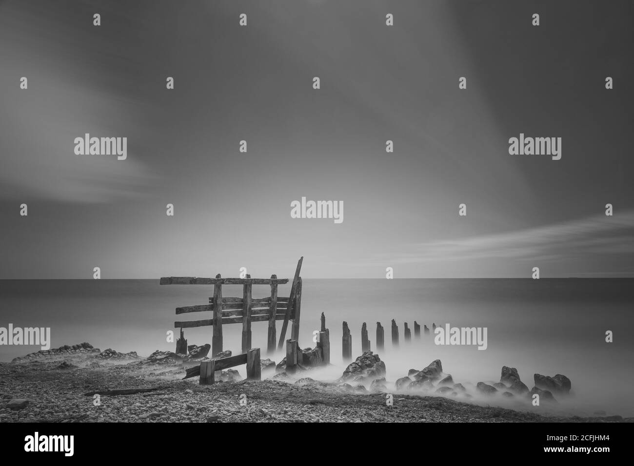 High tide at Medmerry Stock Photo - Alamy