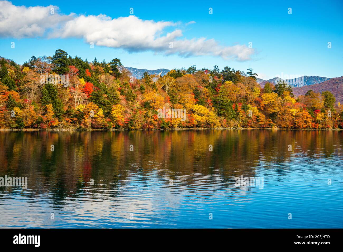 Fall foliage on the Mountains around Lake Chuzenji in Nikko, Japan ...