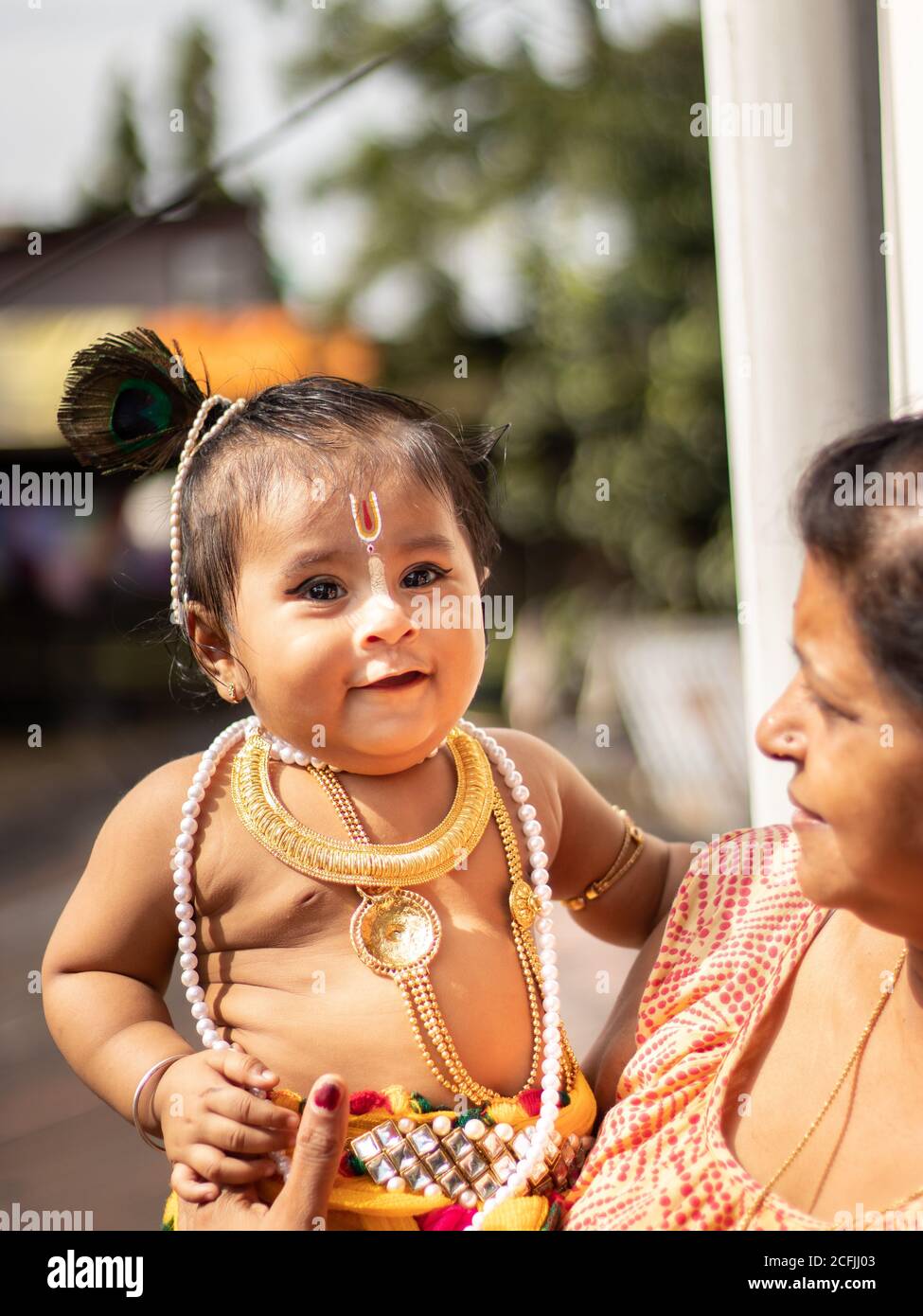 Cute baby dressed up like lord krishna/gopal in the occasion of ...