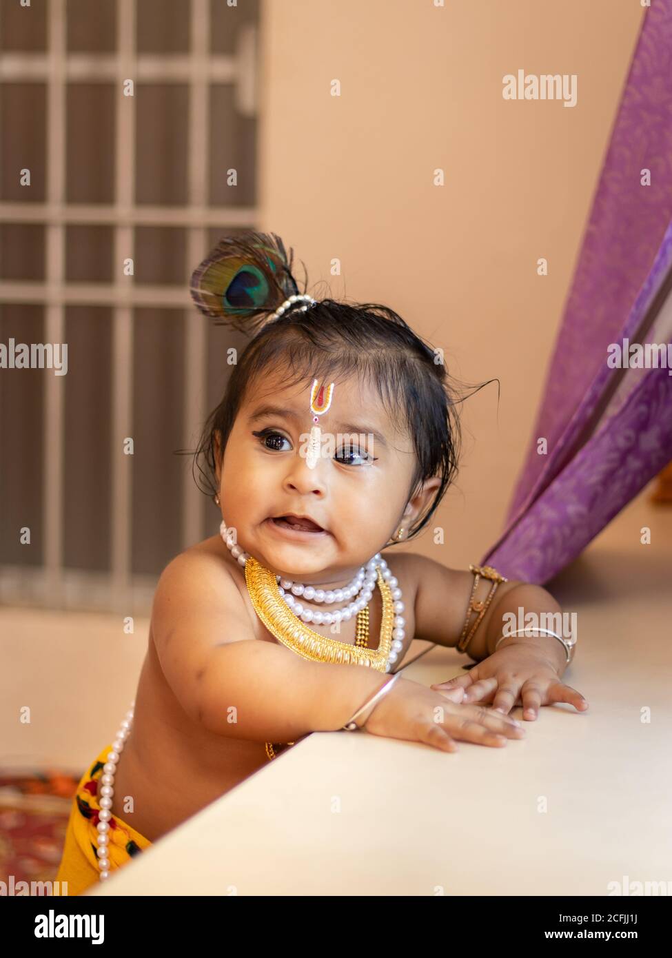 Cute baby dressed up like lord krishna/gopal in the occasion of ...