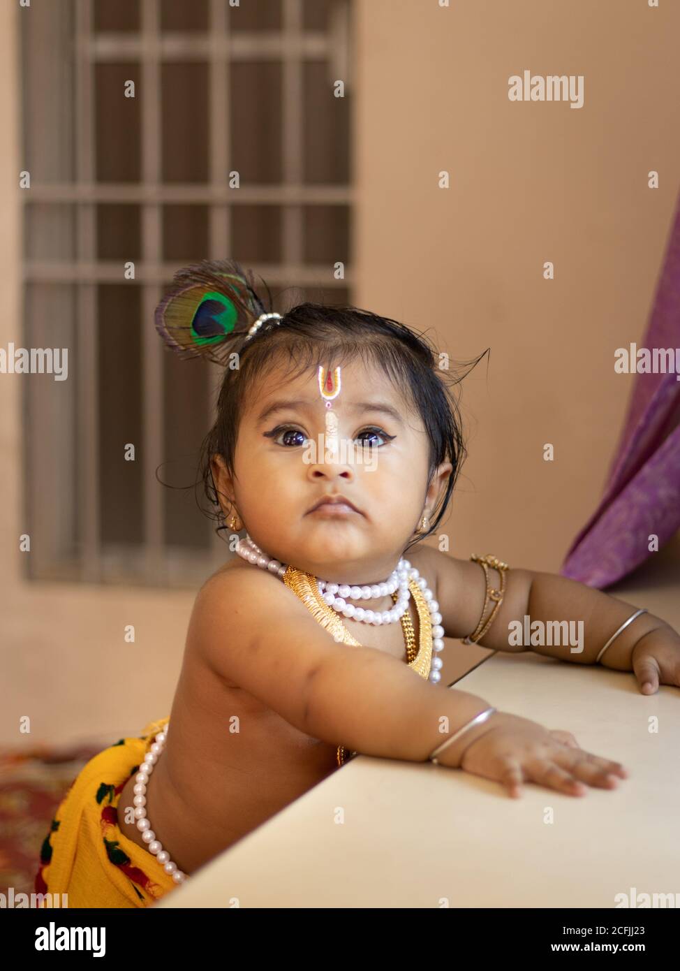Cute baby dressed up like lord krishna/gopal in the occasion of ...