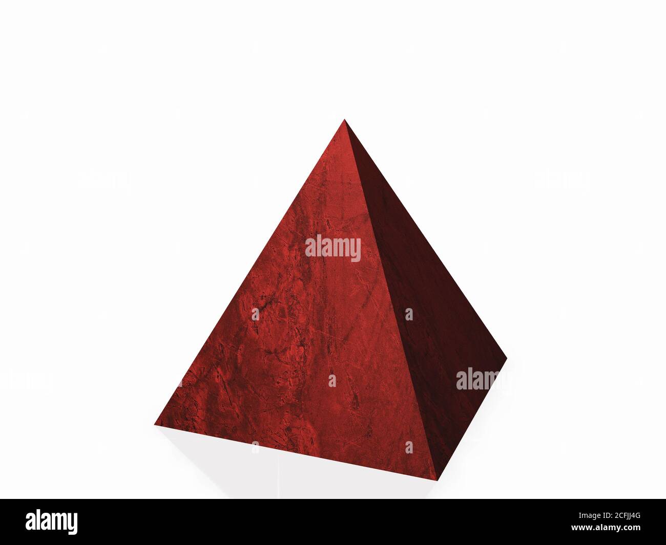 Red marble pyramid. The isolated object on a white background. 3D ...