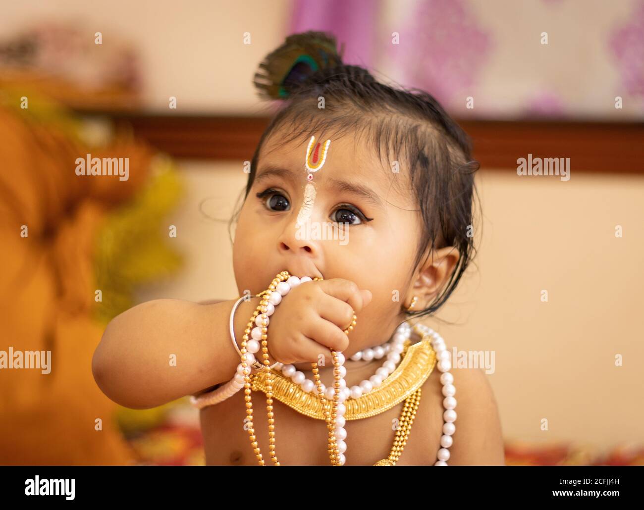 Cute baby dressed up like lord krishna/gopal in the occasion of ...
