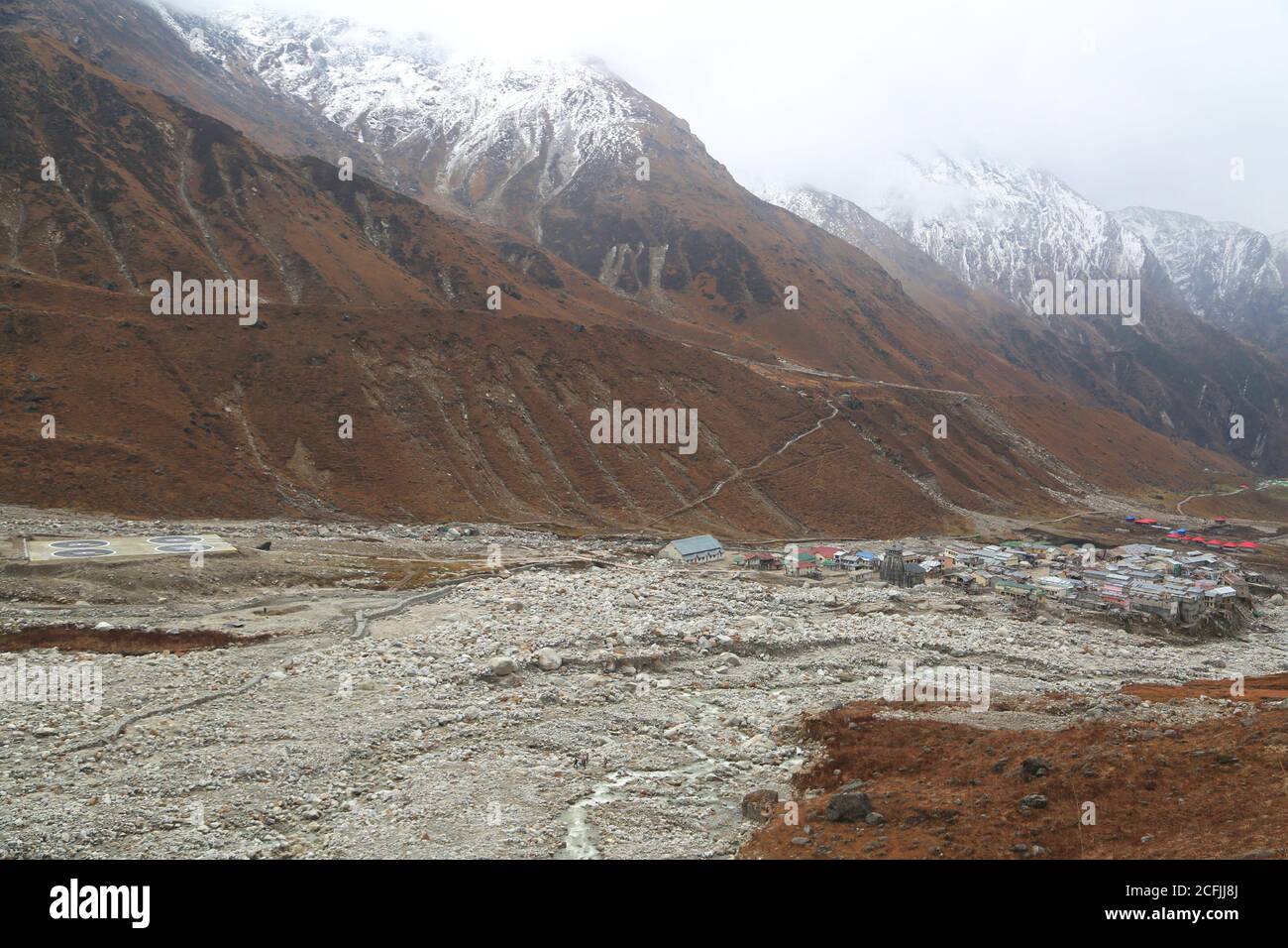 Kedarnath temple aerial view after Kedarnath Disaster 2013. Heavy loss ...
