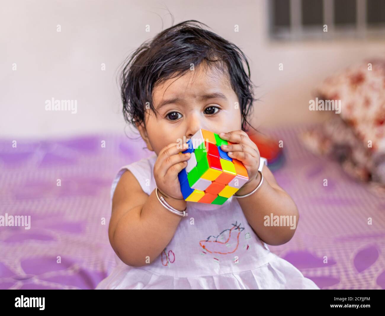Cute child playing, laughing and making different faces stock image ...