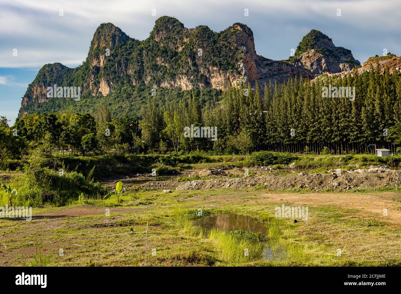 The view of rocky mountains with blue sky, Khao I Bit (Khao Yoi ...