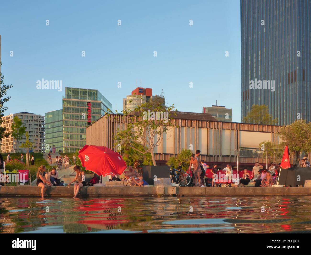 Wien, Vienna: river Neue Donau (New Danube), CopaBeach (Copa Beach ...