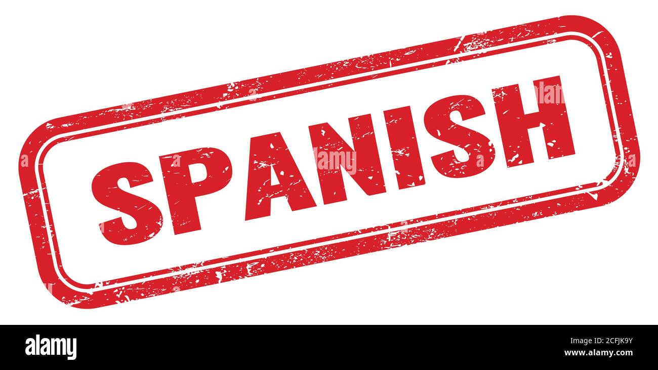 SPANISH red grungy rectangle stamp sign Stock Photo - Alamy