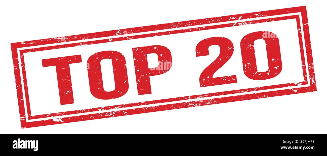 TOP 20 red grungy rectangle stamp sign Stock Photo - Alamy